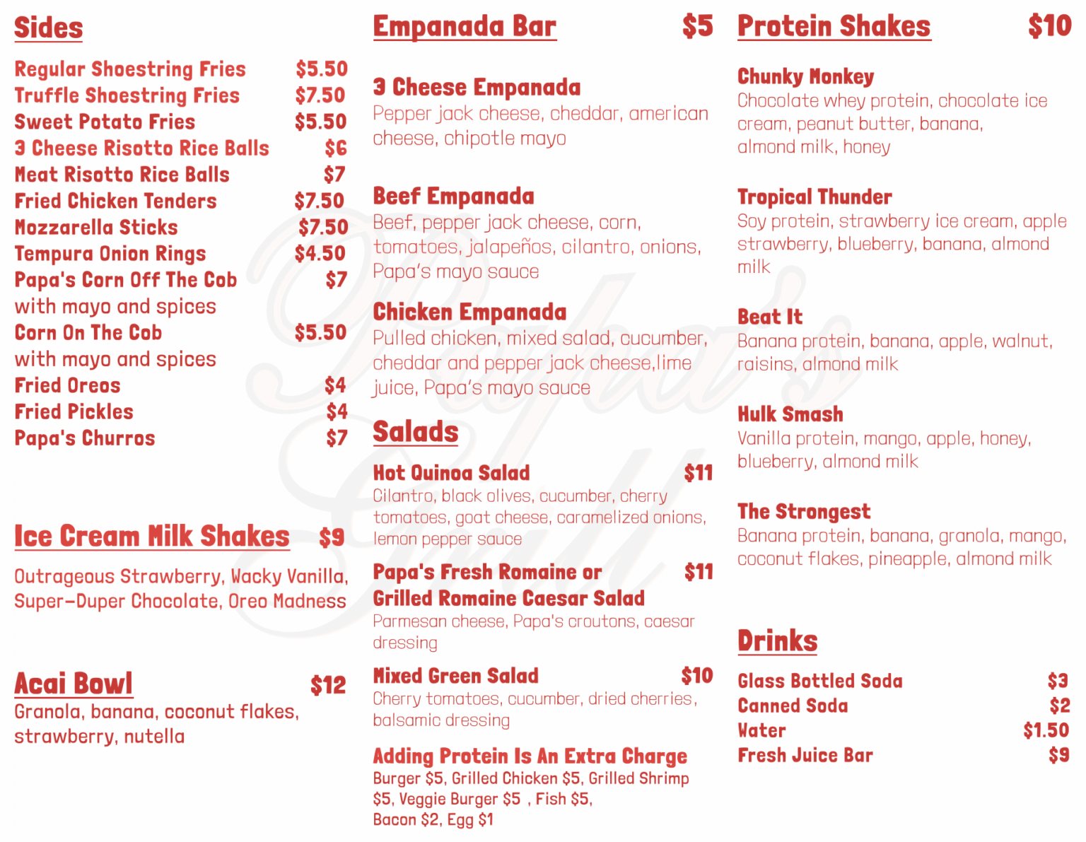 Menu – Papa’s Grill